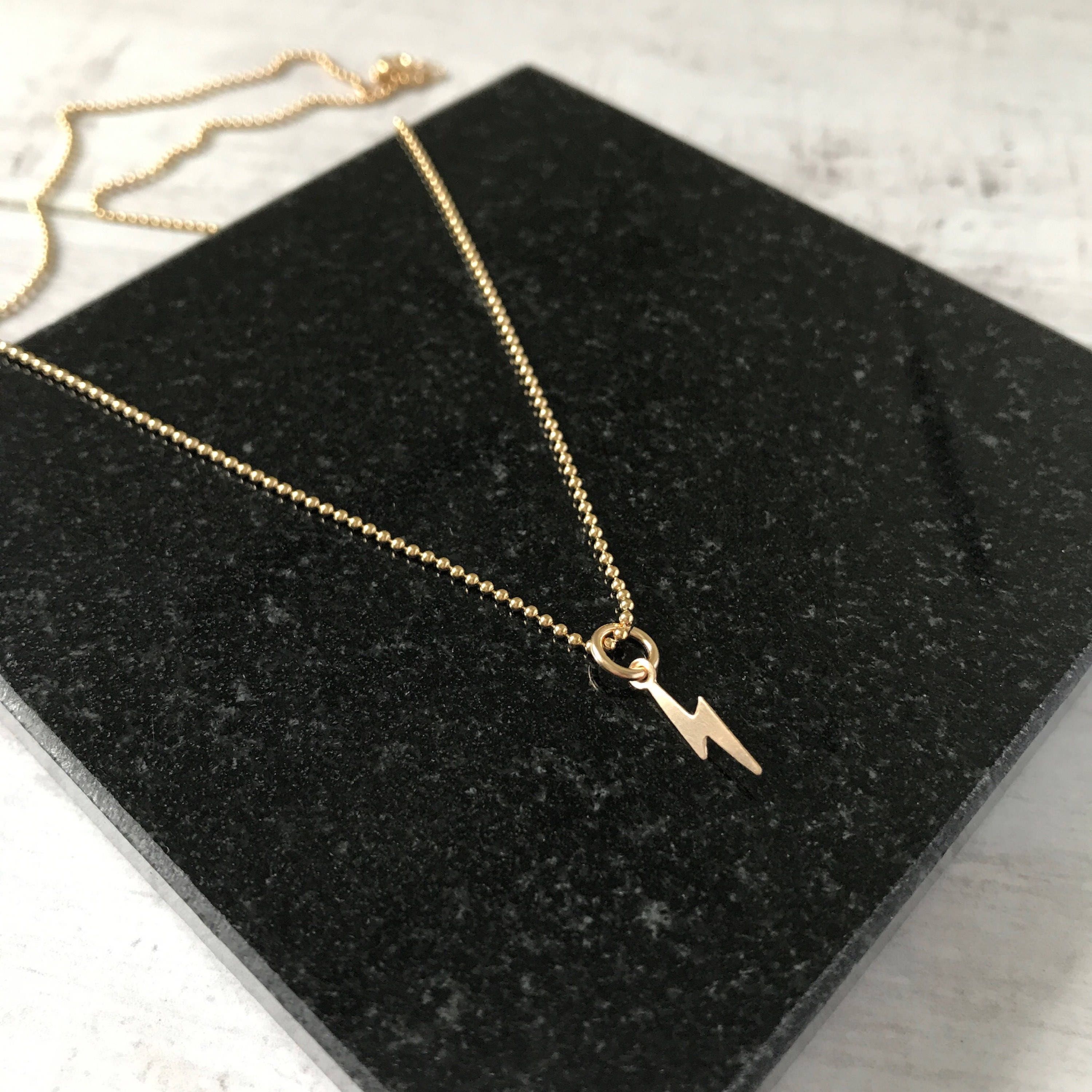Gold Lightning Bolt Necklace 14k Gold Filled Gold Lightning - Etsy