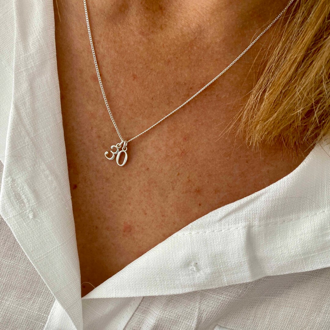Number Necklace Silver Number Jewellery, Birthday Age Jewellery Number ...