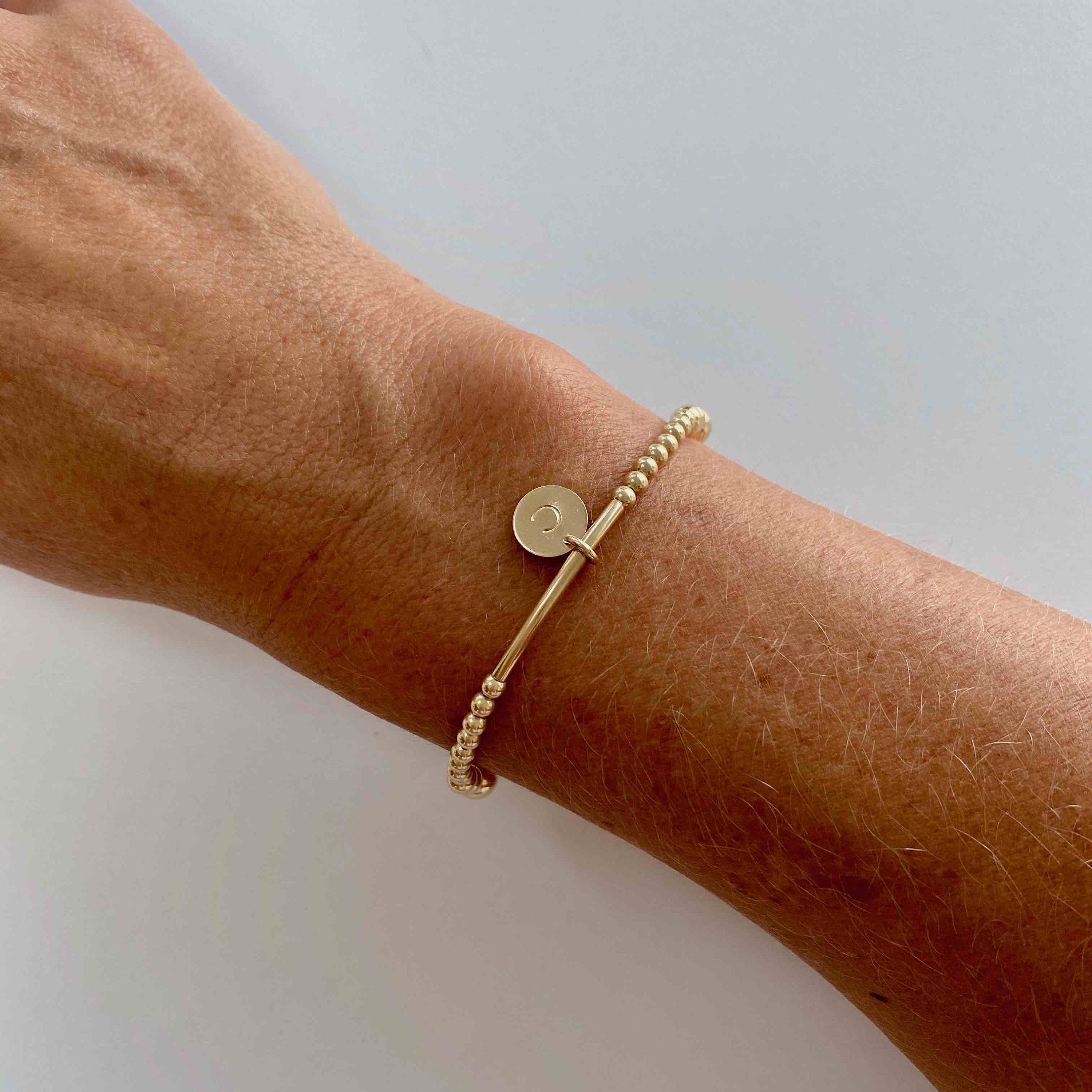 Gold Personalised Disc Bracelet Bespoke Beaded Bracelet Hand - Etsy