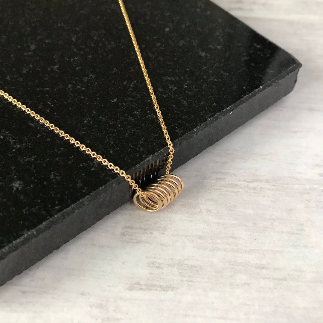 Seven Gold Rings Necklace, 70th Birthday Gift, Lucky No 7 Jewellery ...