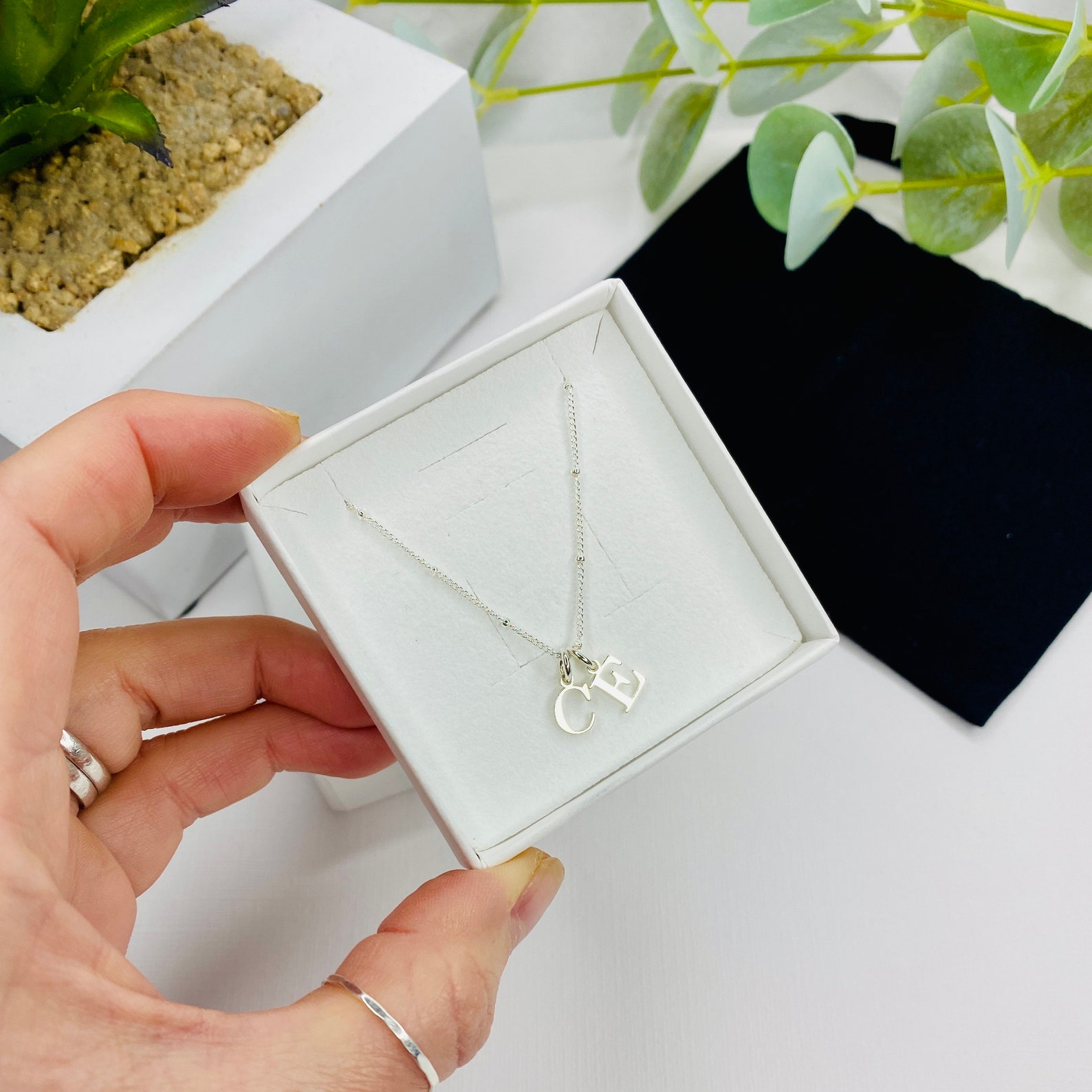 Silver Double Initials Necklace, Sterling Silver Letters Necklace ...