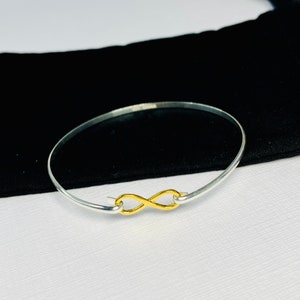 Gold Infinity Bangle Sterling Silver Bangle Mixed Metal Bracelet, Mixed ...