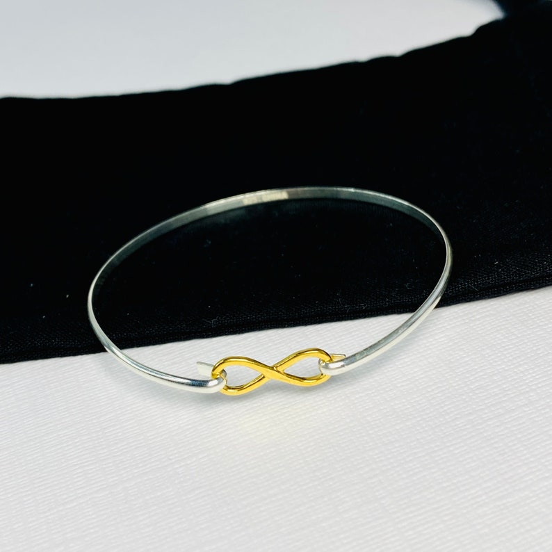 Gold Infinity Bangle Sterling Silver Bangle Mixed Metal - Etsy