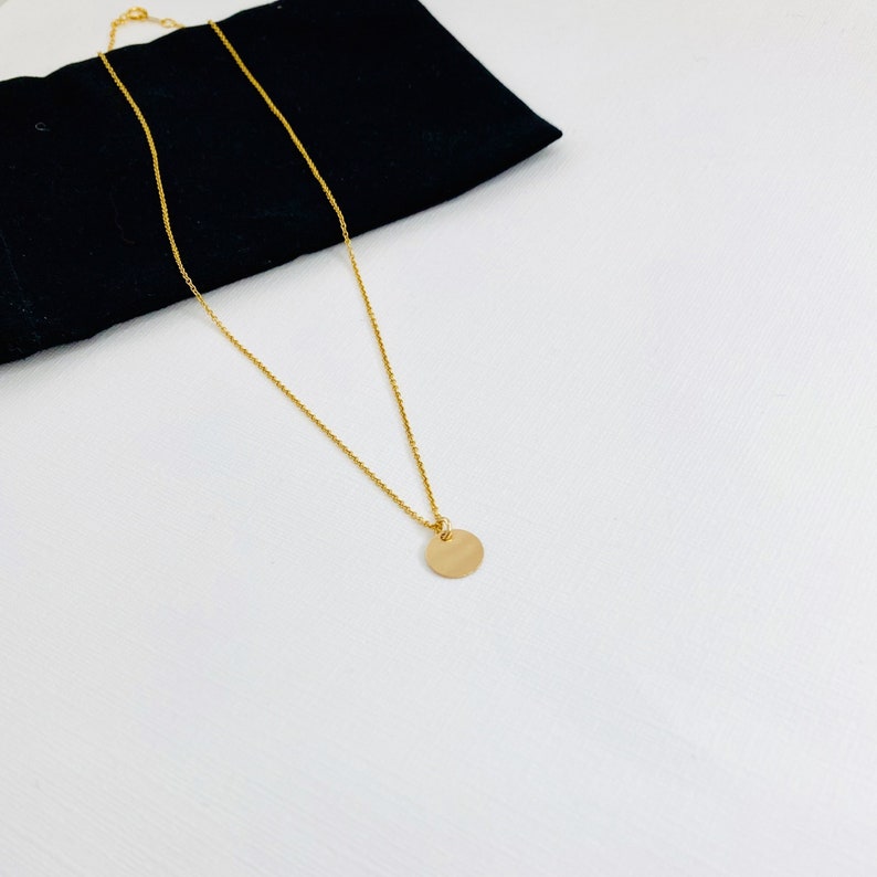 Gold Disc Necklace, 14K Gold Filled Circle Necklace, Dainty Everyday ...