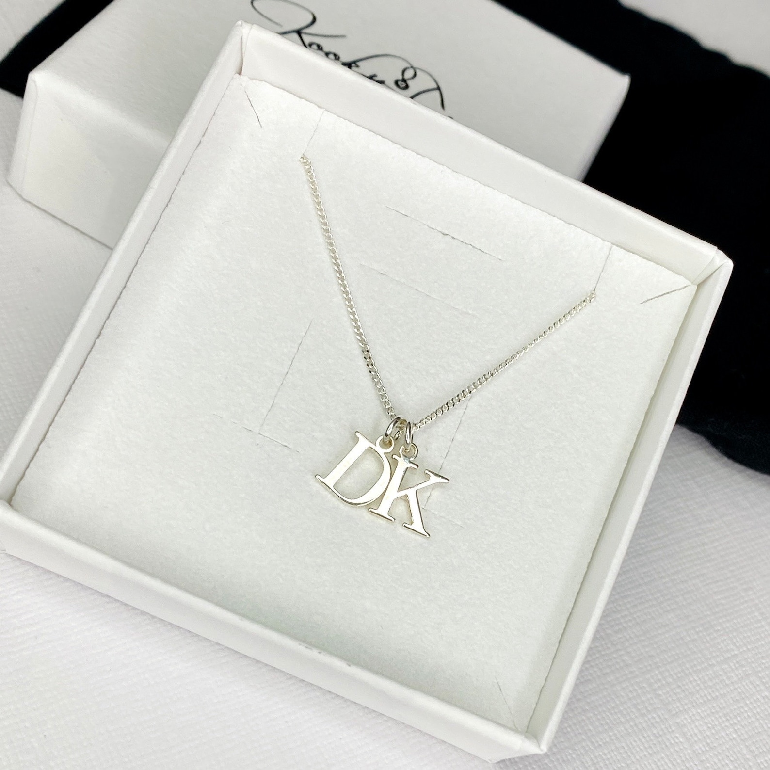 Silver Double Initials Necklace, Sterling Silver Letters Necklace ...