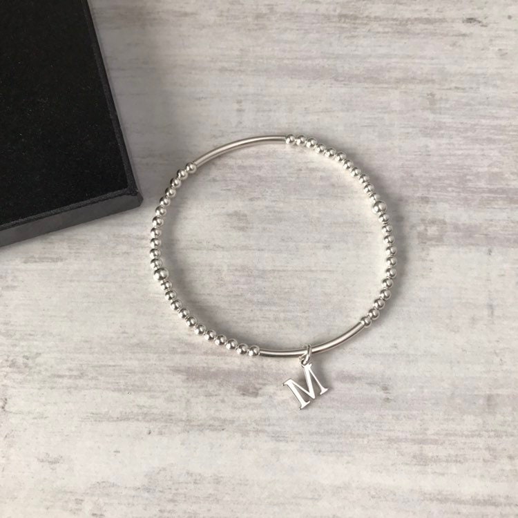 Silver Initial Bracelet Your Letter Jewellery Bespoke | Etsy