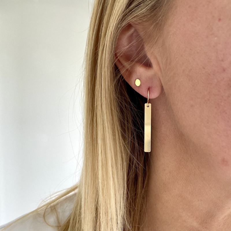 Gold Bar Earrings - Etsy