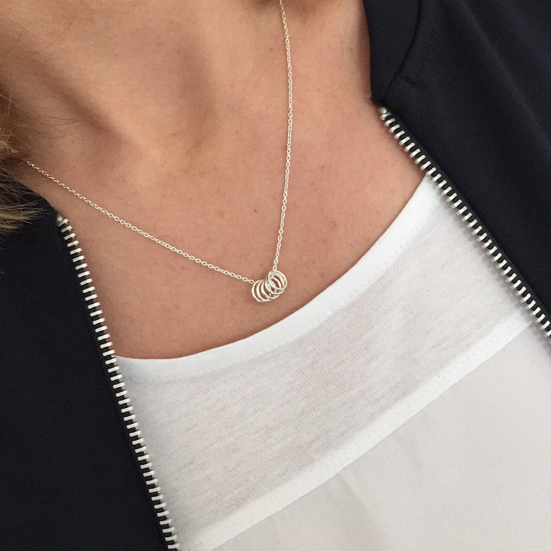 Five Silver Rings Necklace Sterling Silver 5 Circle Necklace | Etsy
