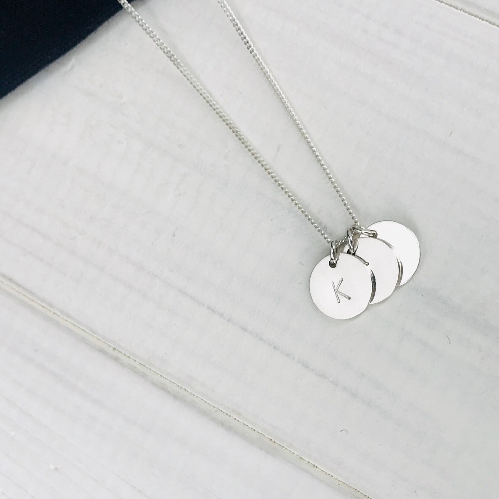 Silver Multiple Initial Disc Necklace, Sterling Silver Personalised ...