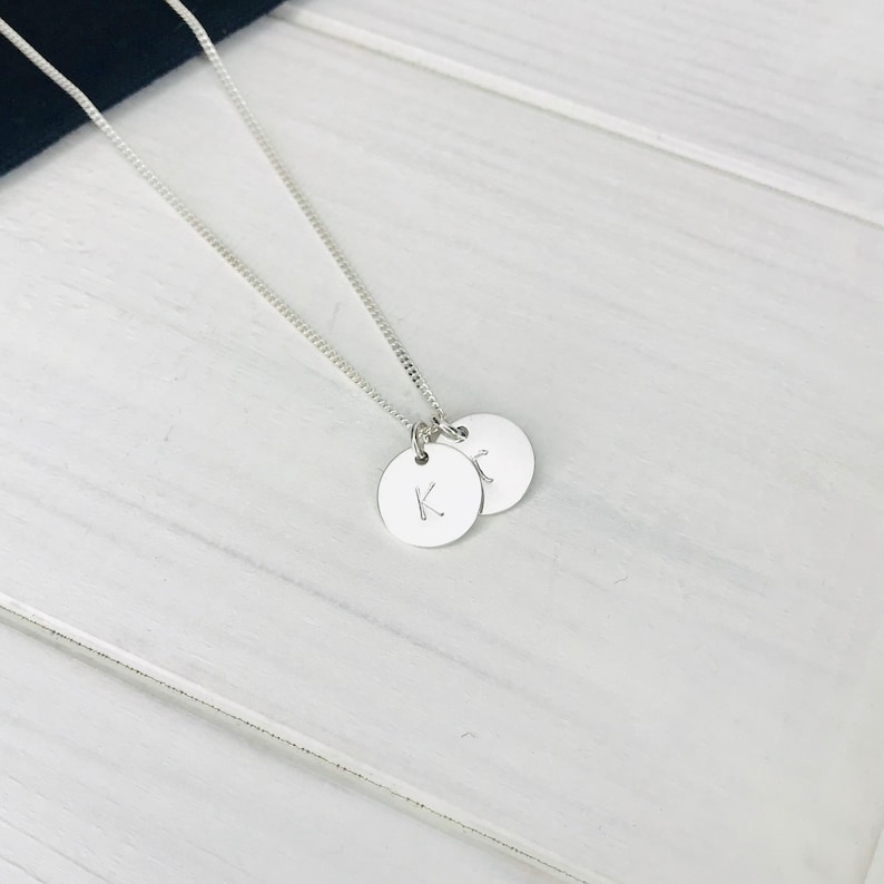 Silver Multiple Initial Disc Necklace, Sterling Silver Personalised ...