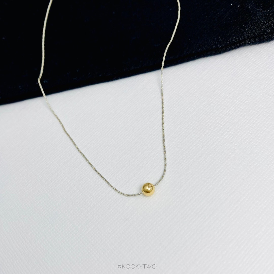 Gold Bead Necklace Sterling Silver Dainty Necklace 14k Gold Filled ...