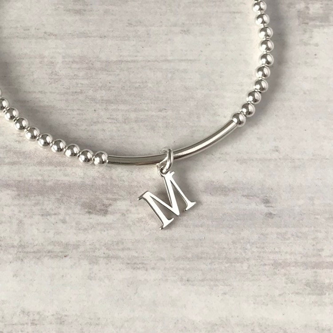 Silver Initial Bracelet, Your Letter Jewellery, Bespoke Bracelet ...