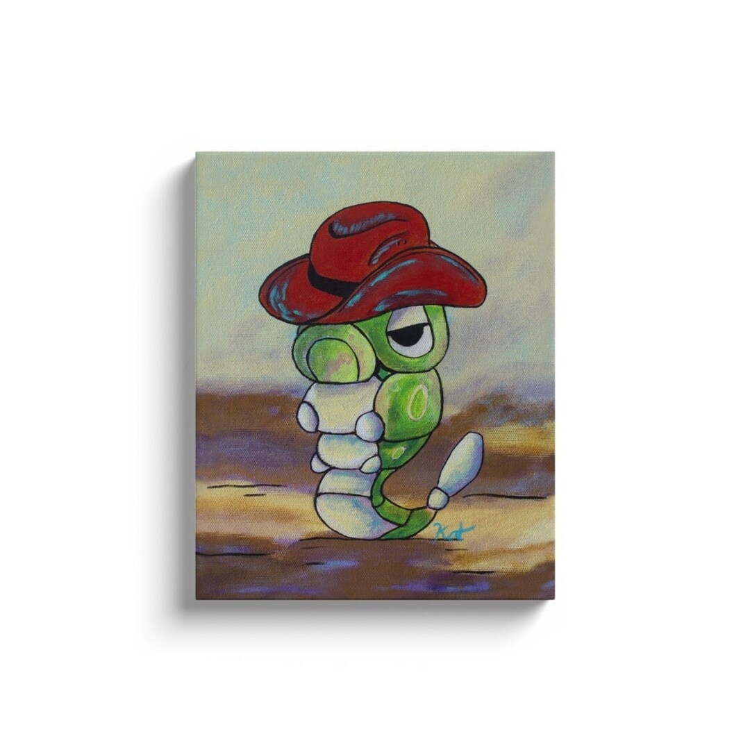 POKEMON Art Print of Cowboy Hat Caterpie - Pokemon Canvas Print ...