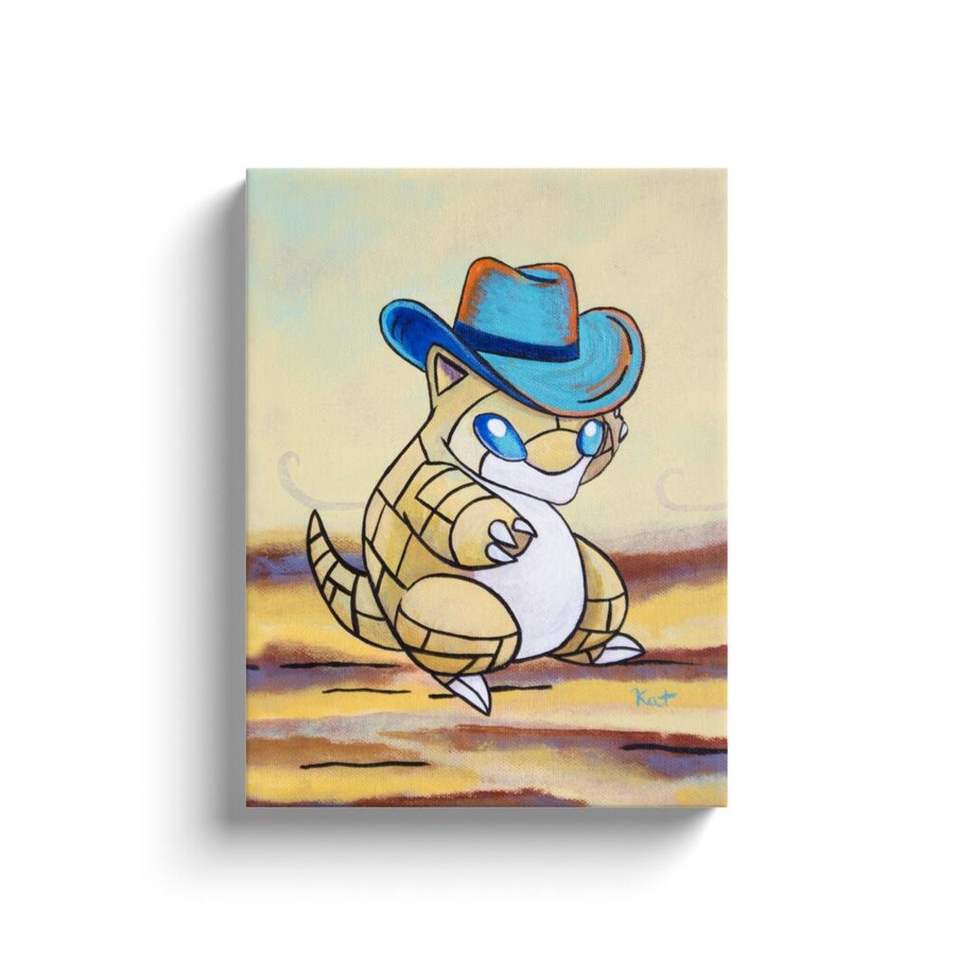 Cowboy Hat Sandshrew - Pokemon Canvas Print - Pokemon Wall Art ...