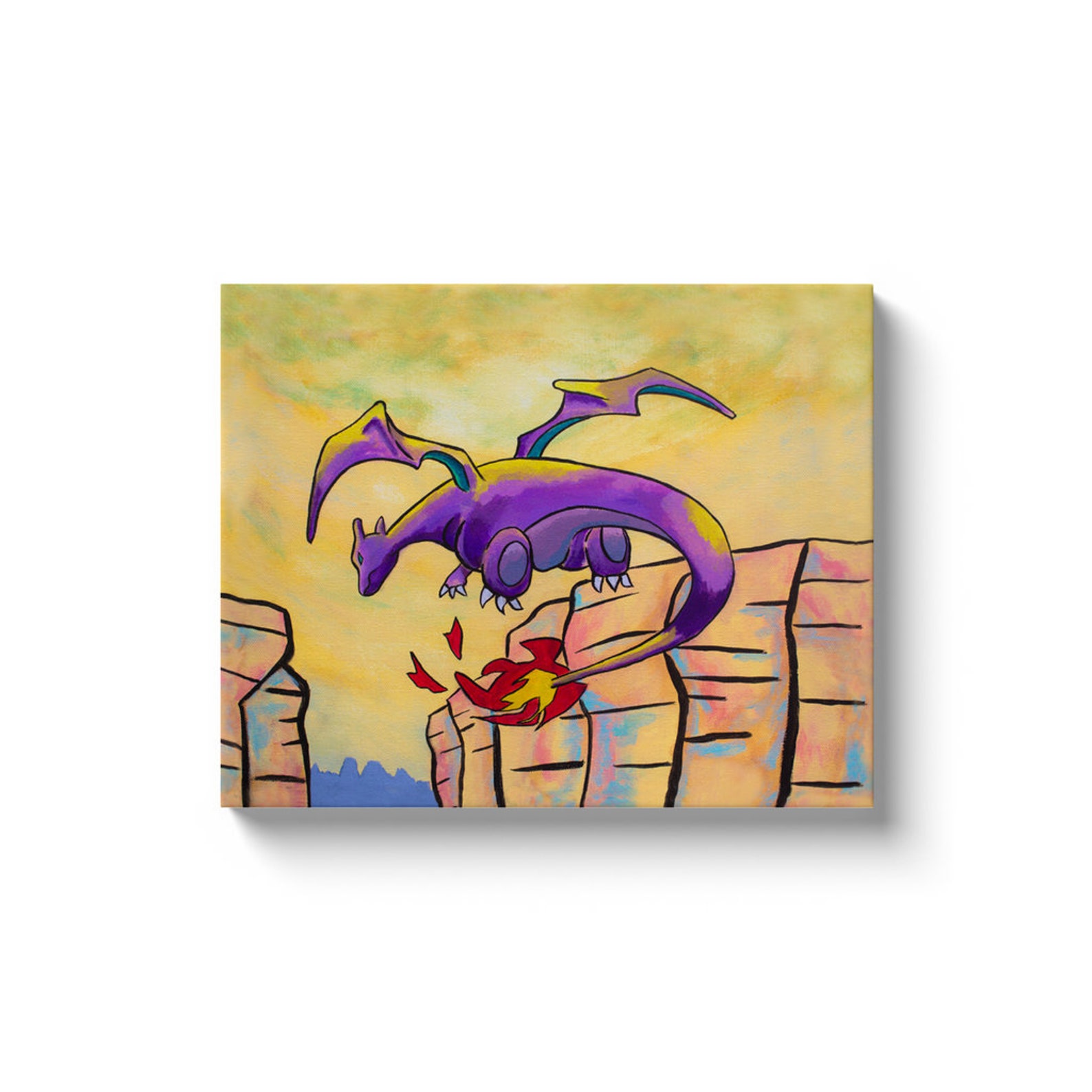 Shining Charizard Canvas Art Print - Charizard Painting - Pokemon Wall ...