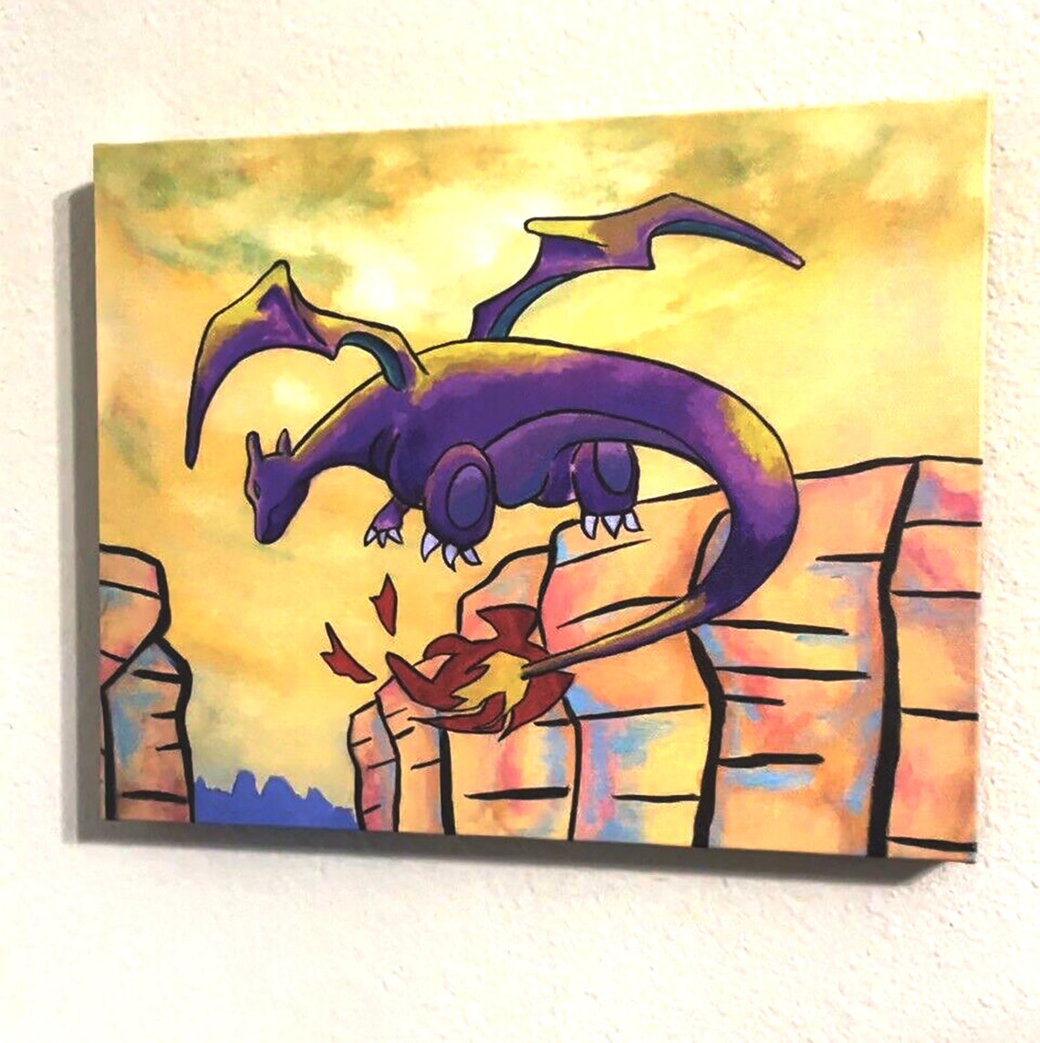 Shining Charizard Canvas Art Print Charizard Painting Pokemon Wall Art ...