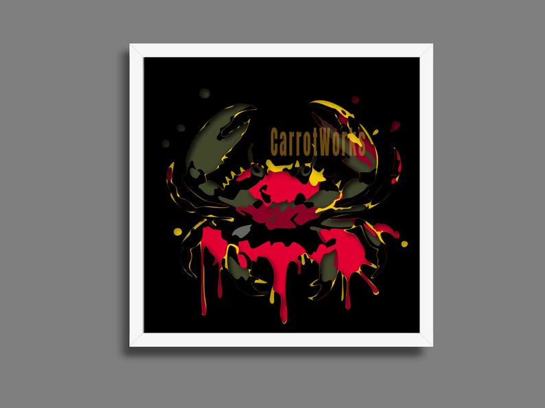 Crab Shadow Box Cut File: Laser Cut File DXF, Cricut Cut File SVG, PNG ...