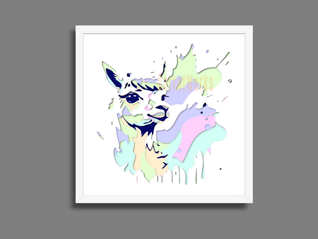 Alpaca Splash Paint Layered Art Shadow Box Shadowbox: Laser Cut File ...