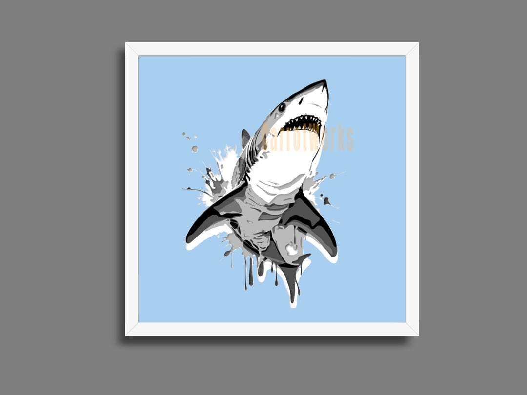 3D Shark Shadow Box Laser Cut File: Ocean Drip Art (digital Download ...