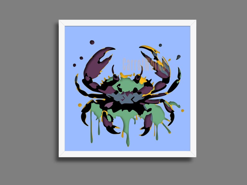 Crab Shadow Box Cut File: Laser Cut File DXF, Cricut Cut File SVG, PNG ...