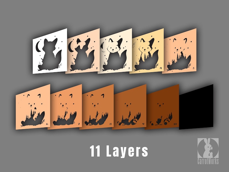 Fox Nursery Shadow Box SVG, Layered Baby Fox Paper Cut File, Woodland ...