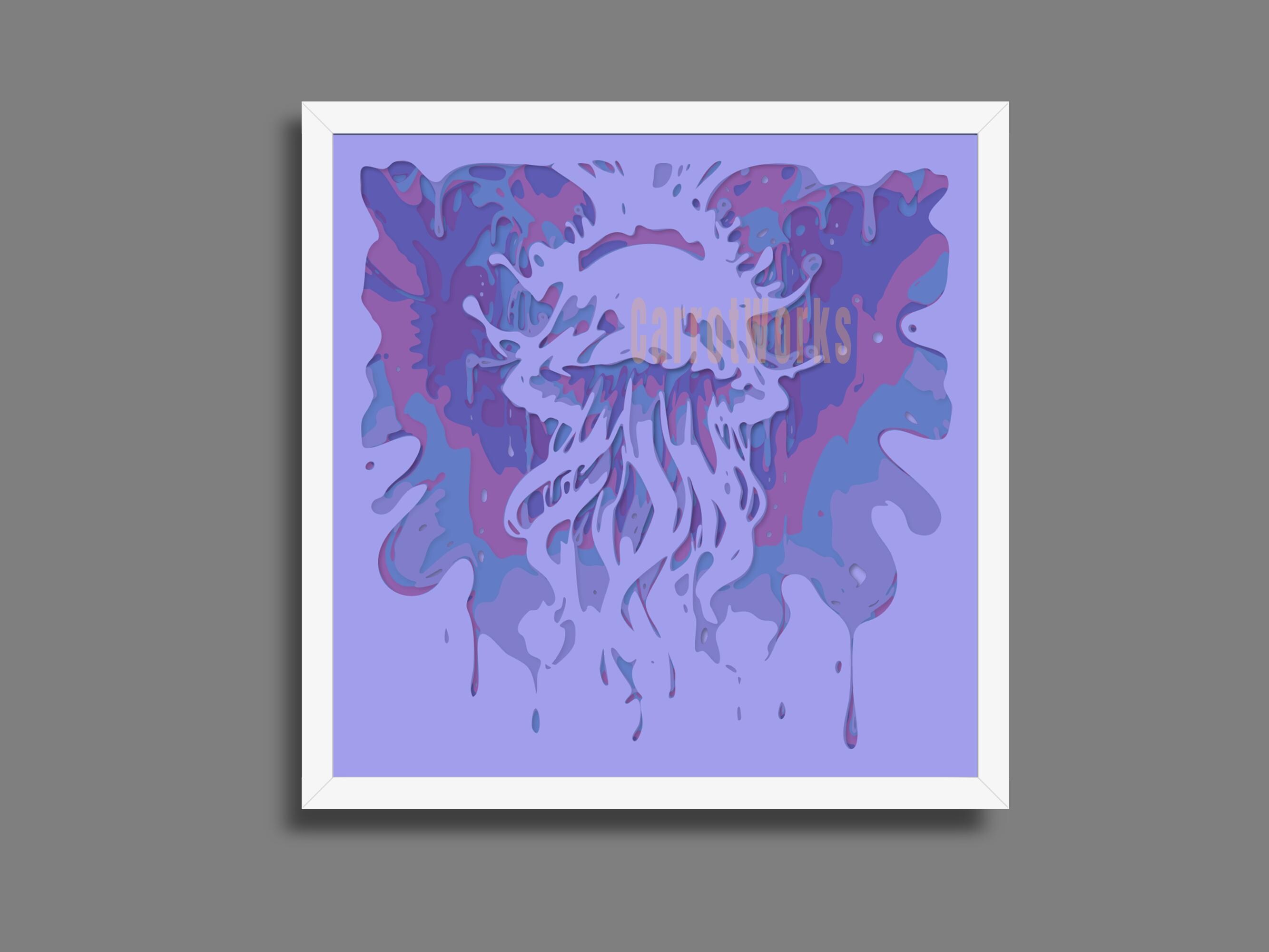 Jellyfish Splash Art Shadow Box, Layered Shadow Box Shadowbox Template ...