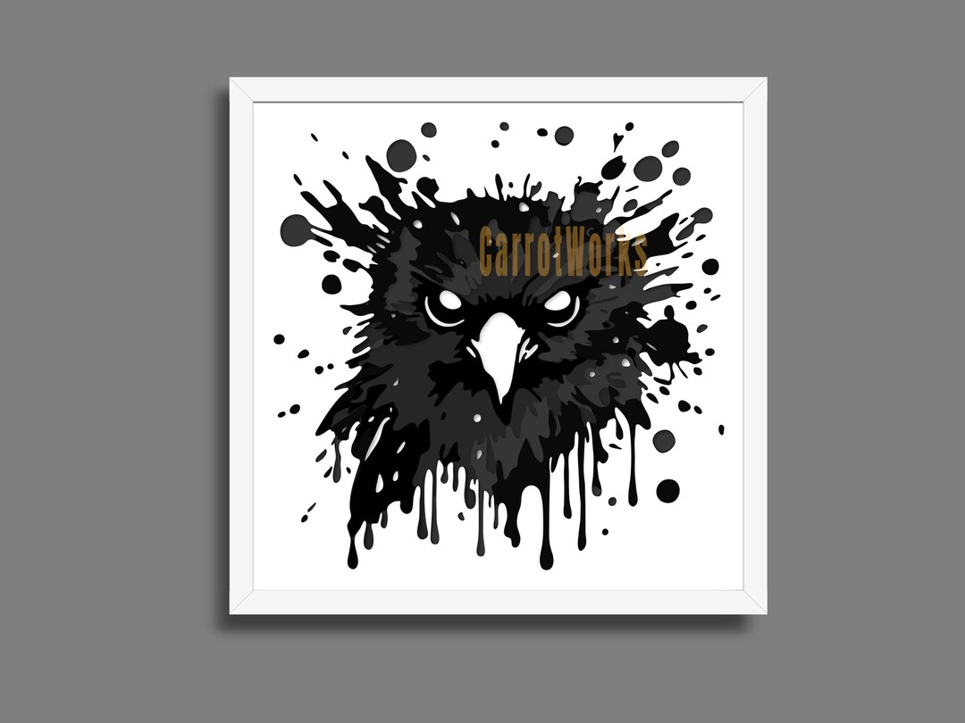 Raven Splatter Ink Splash Art Shadow Box, Shadow Box Templates, Laser ...