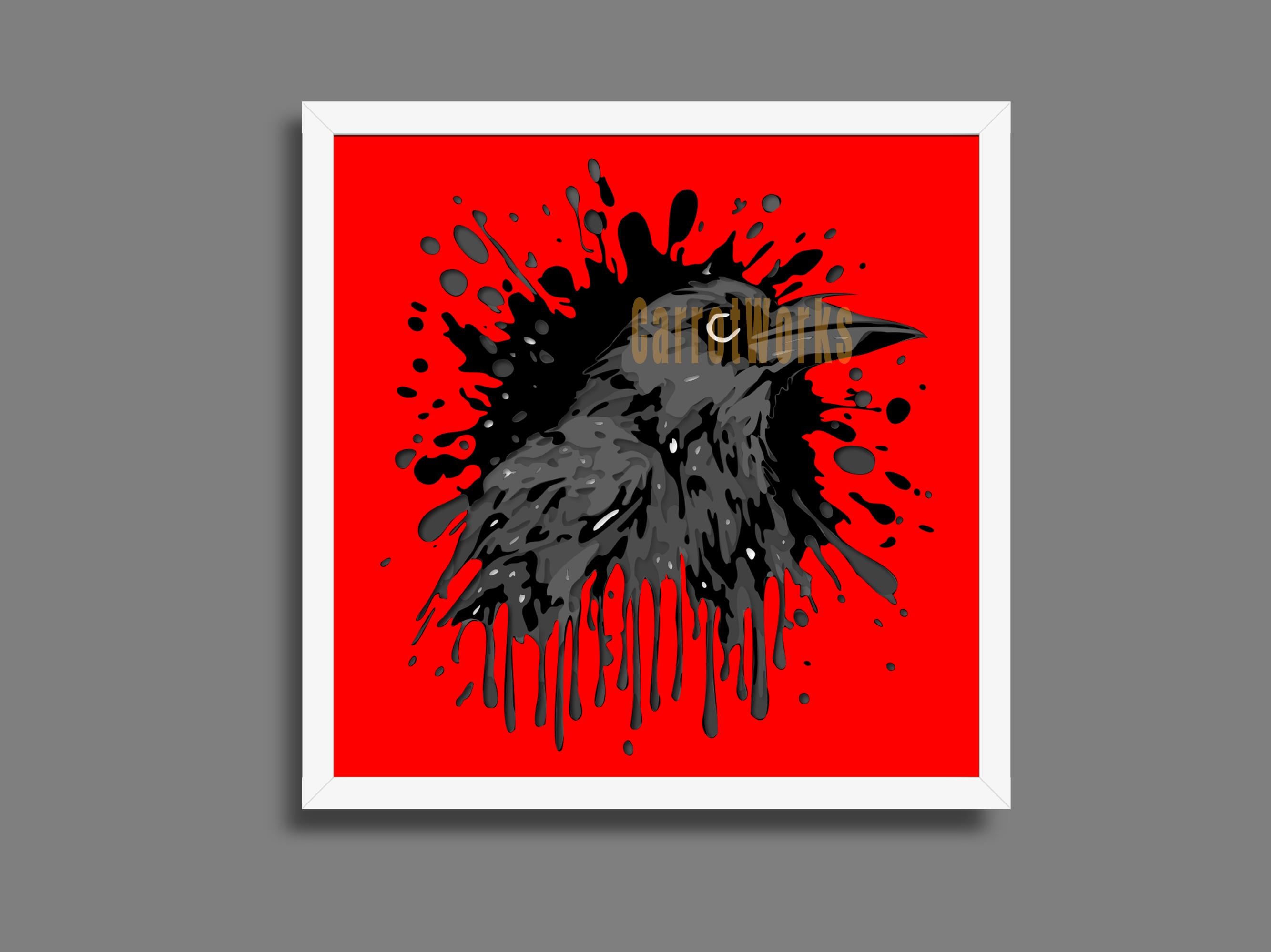 Raven Splatter Ink Splash Art Shadow Box, Shadow Box Templates V2 ...