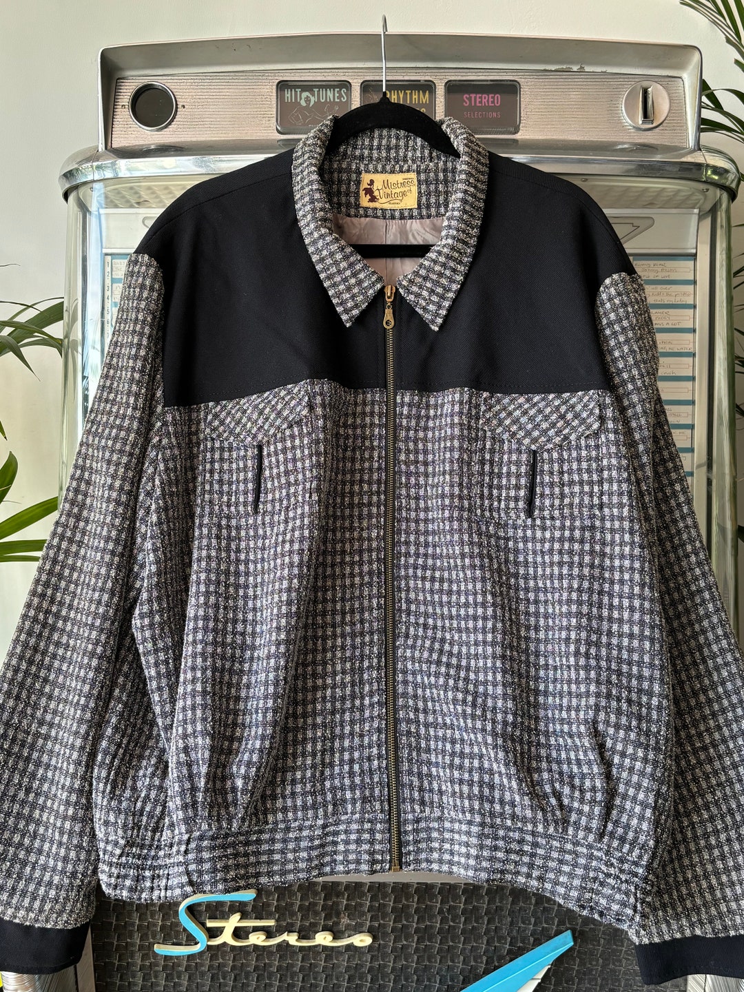 1950’s Gab Jacket . Classic Rockabilly Blouson Style . Light Grey ...