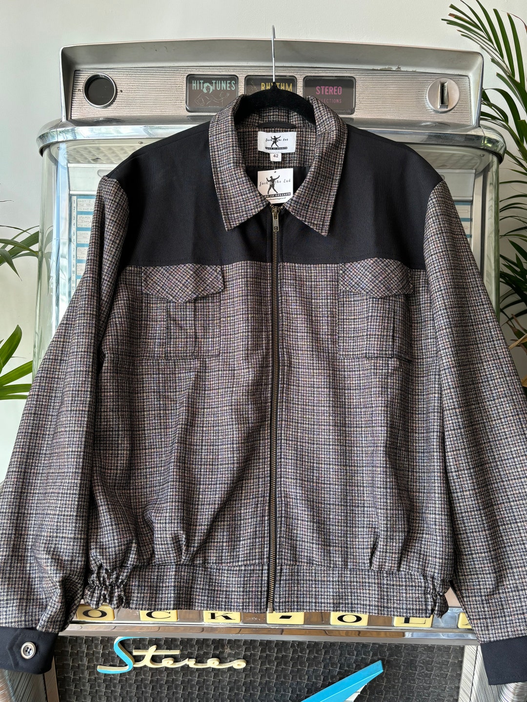 1950’s Gab Jacket . Classic Rockabilly Blouson Style . Dark Grey .sizes ...