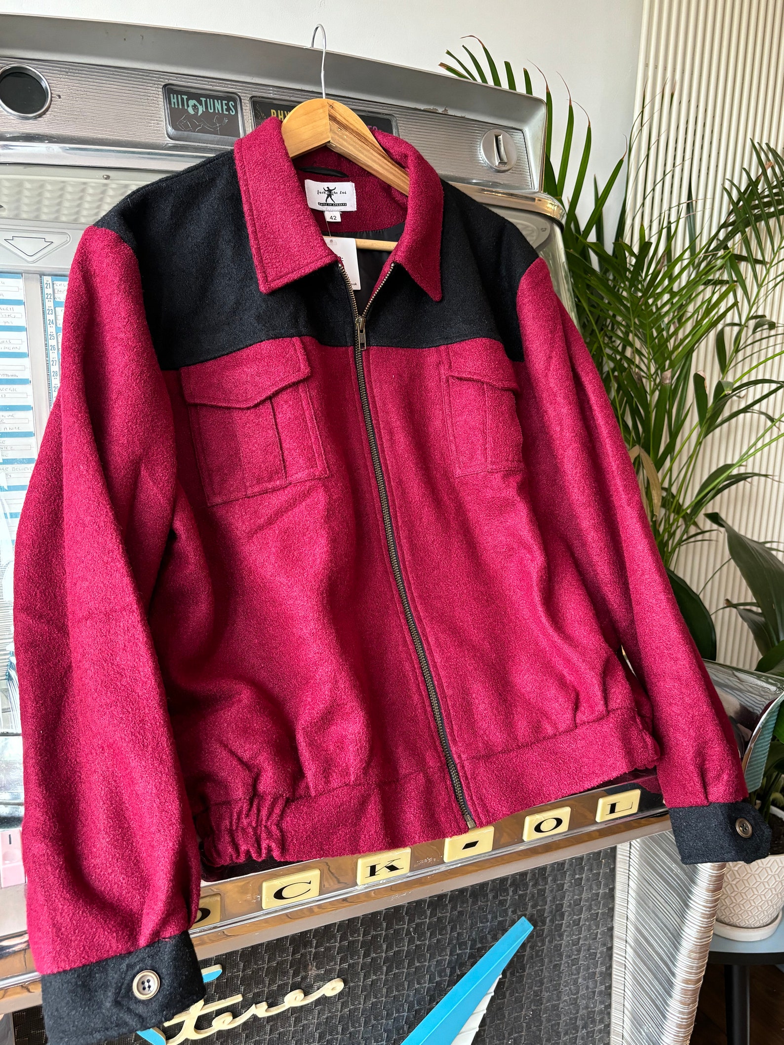 1950’s Gab Jacket .classic Rockabilly Blouson Style . Burgundy Size US ...