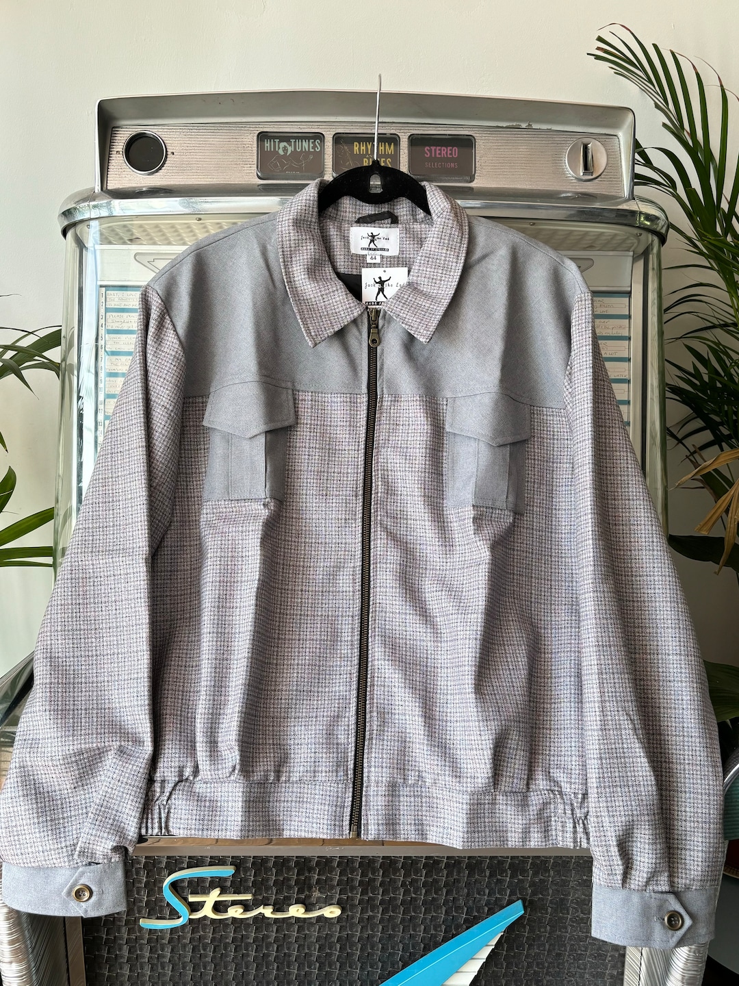 1950’s Gab Jacket . Classic Rockabilly Blouson Style . Light Grey ...