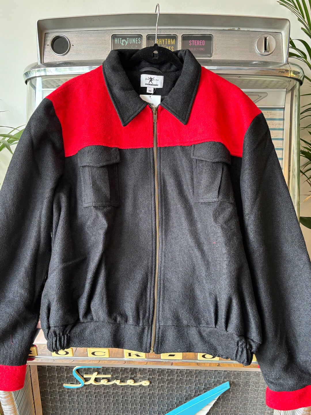 1950’s Gab Jacket .classic Rockabilly Blouson Style . Red and Black ...