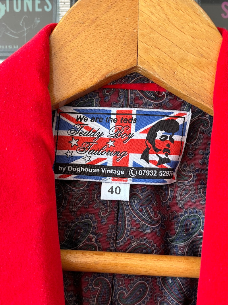 Teddy Boy Drape Jacket . 1950s Teddy Boy . Size 56 . Black With Red ...