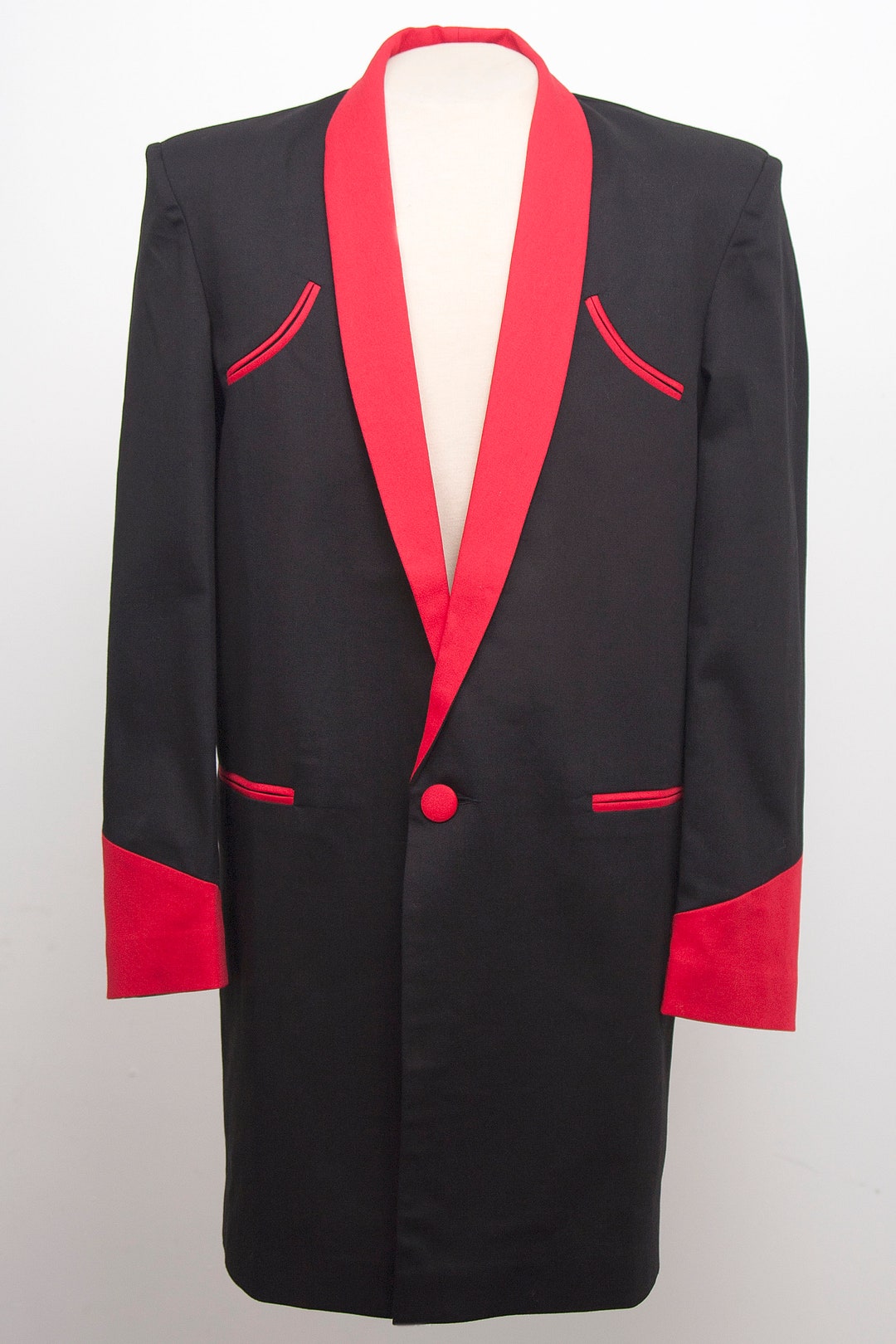 Teddy Boy Drape Jacket . 1950s Teddy Boy . Size 50 . Black With Red ...