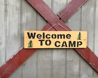 BEAR Welcome to Our Camp SIGN Camp Camping Rustic Plaque Country Wood ...