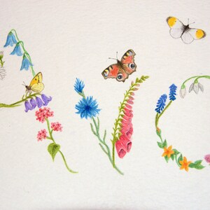 Custom Floral Name Painting. Hand Drawn and Painted in Watercolours. - Etsy