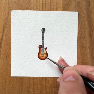 Custom Original Watercolour Miniature Guitar Painting. Small Painting ...