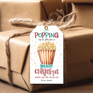 Editable Christmas Popcorn Gift Tag Printable Template-teacher Staff ...