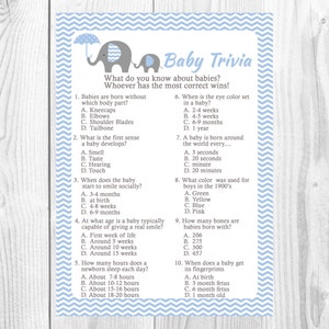 Elephant Baby Shower Games Package in Blue and White Eight - Etsy