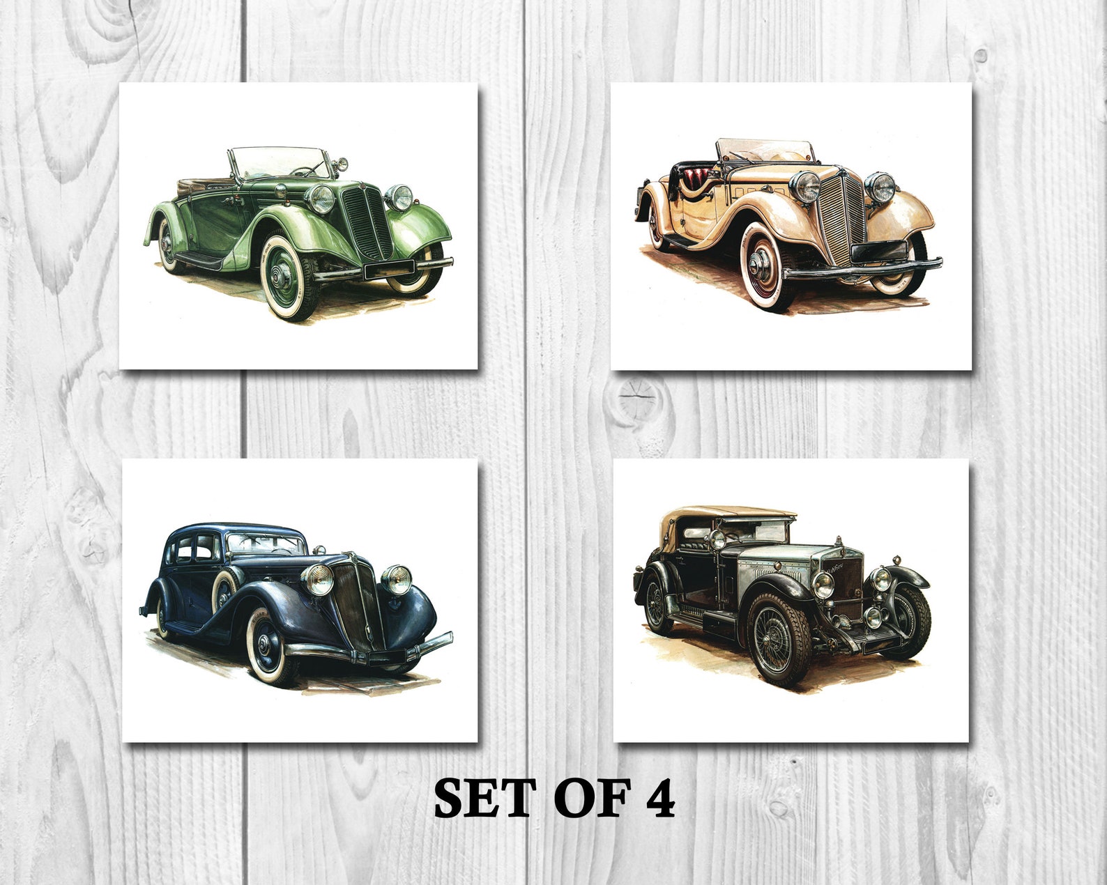 Car Art Prints Vintage Car Prints Car Themed Room Antique | Etsy