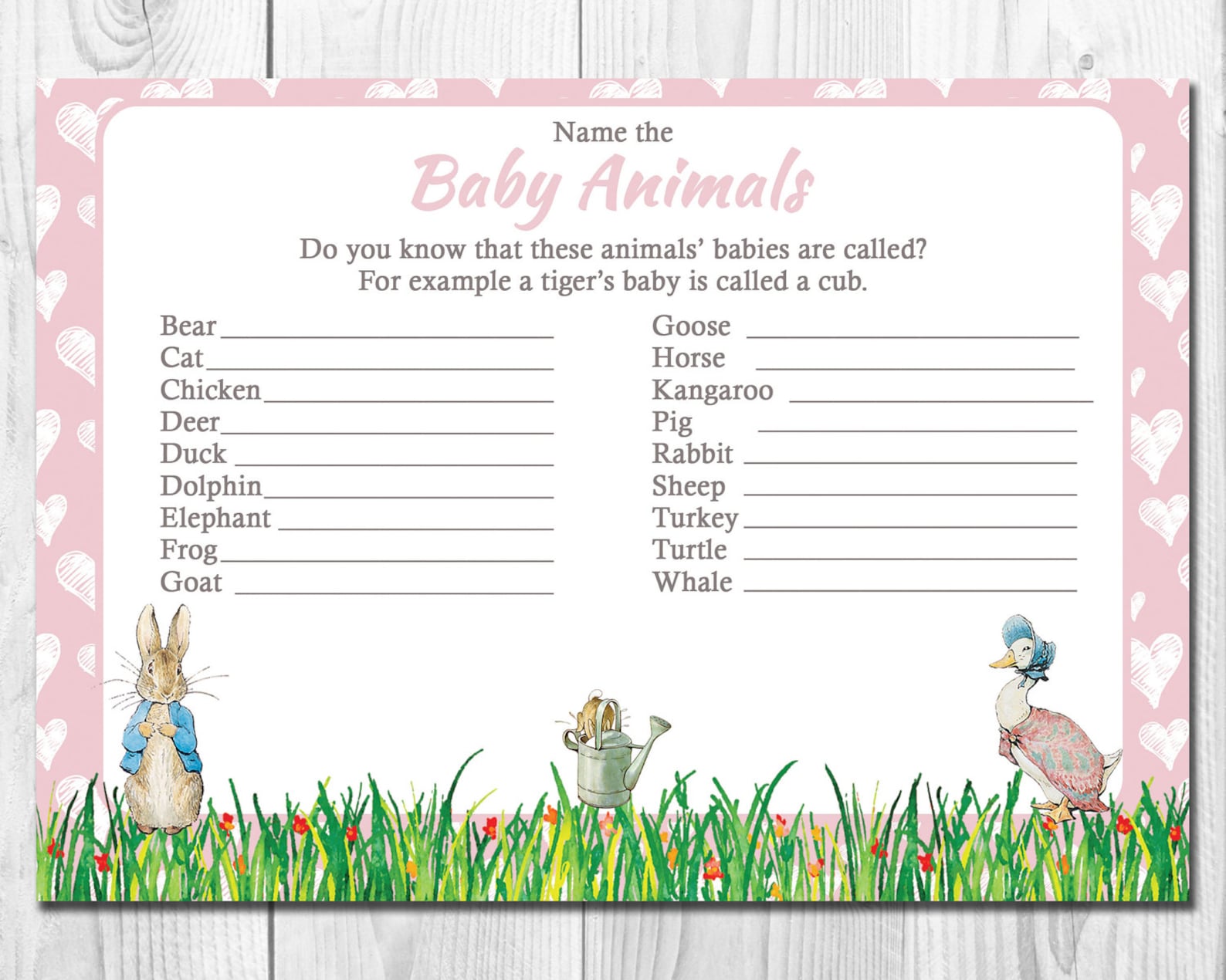 Peter Rabbit Girl Baby Shower Games Package Eight Printable - Etsy