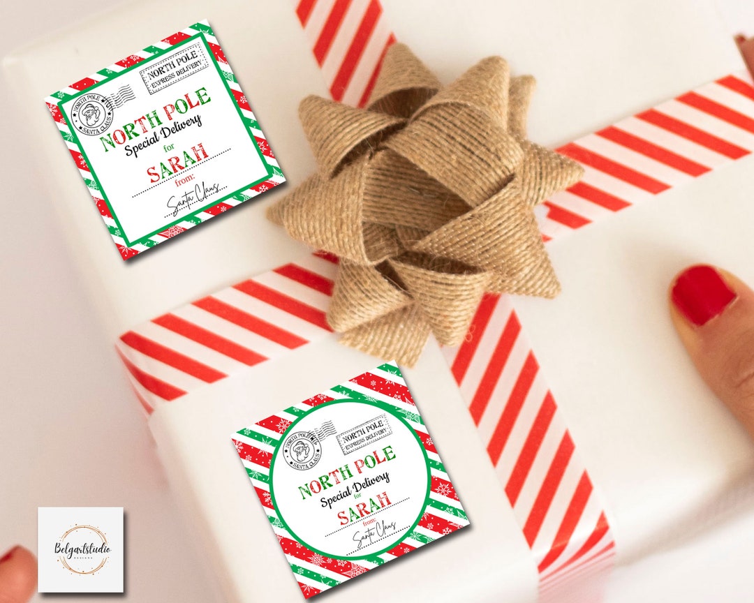 Editable North Pole Express Gift Tag Stickers for - Etsy