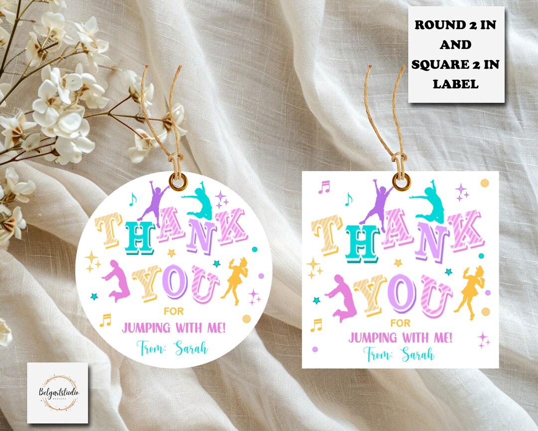 EDITABLE Jump Favor Tags Template-bounce Thank You Tags-trampoline Gift ...