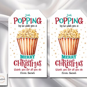 Editable Christmas Popcorn Gift Tag Printable Template-teacher Staff ...