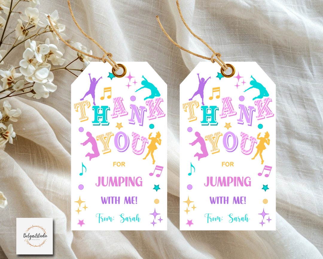 Editable Jump Gift Tags Printable Template-kids Trampoline Favor Tag ...