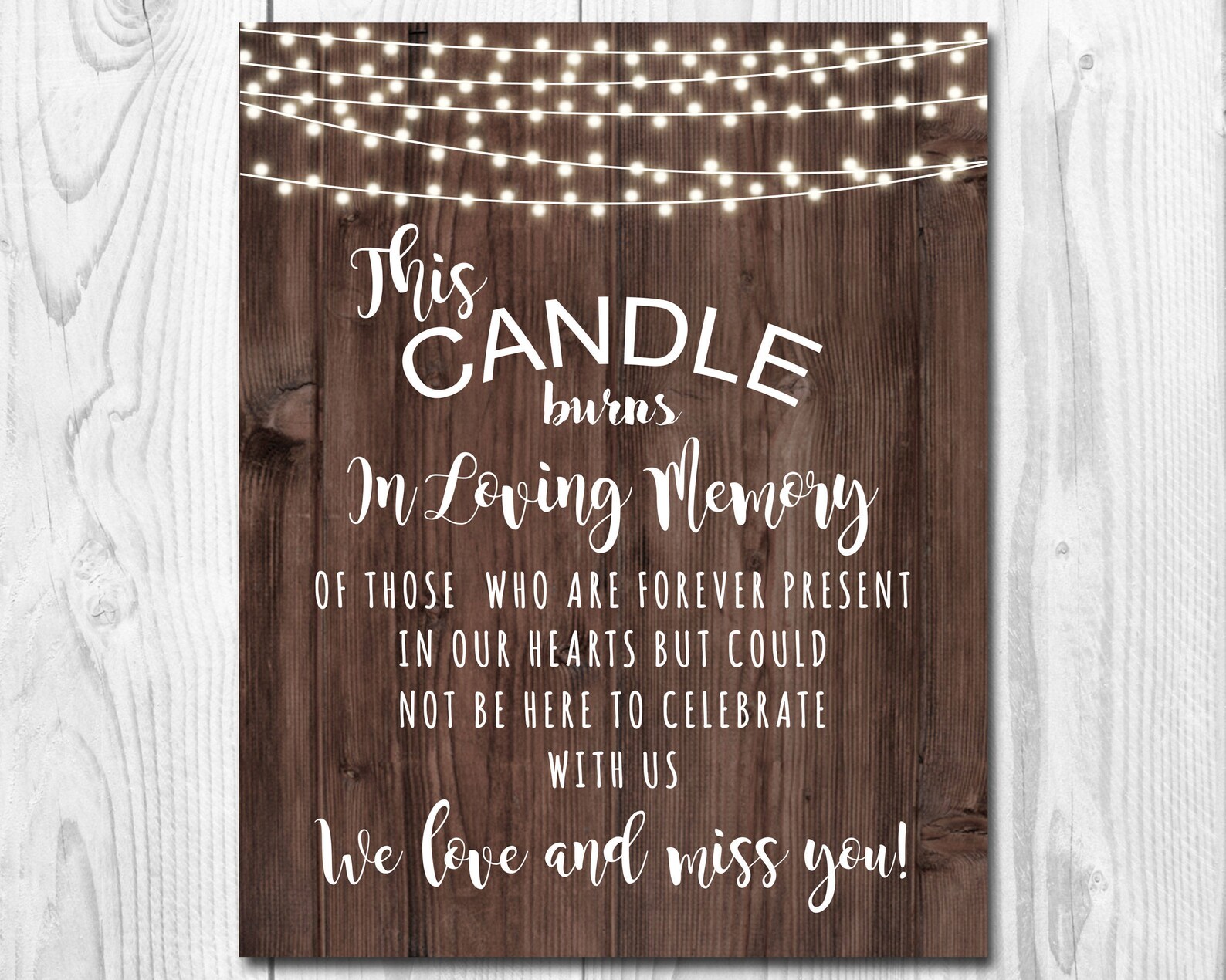In Loving Memory This Candle Burns Memorial Table Rustic - Etsy