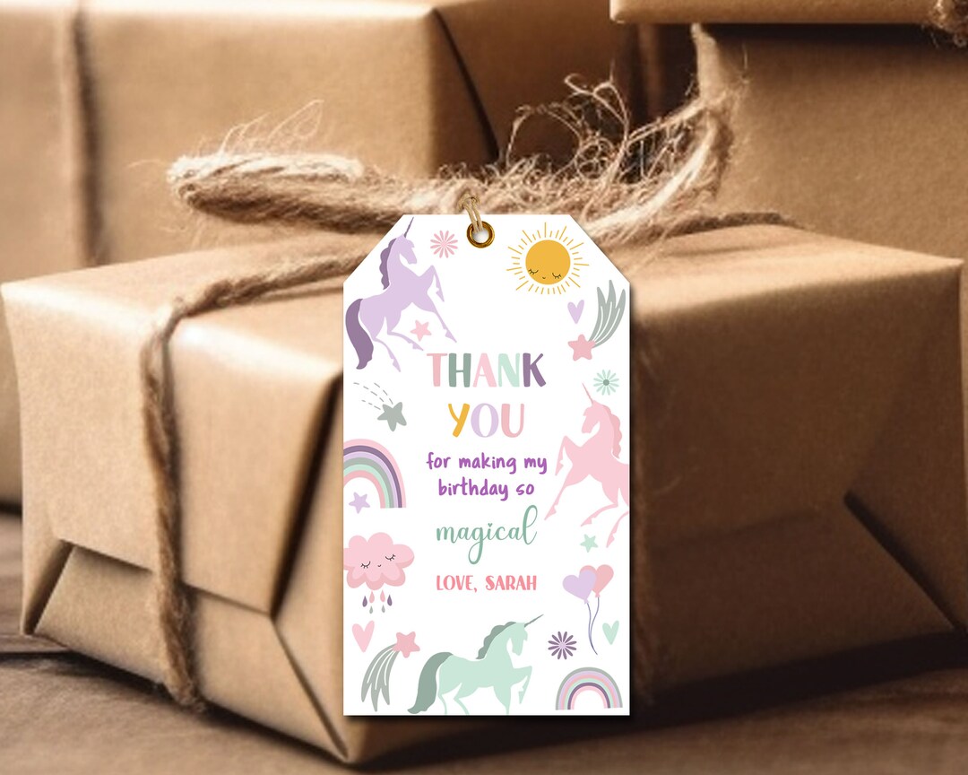 Editable Unicorn Thank You Tags-magical Unicorn Favor Tags-label-pastel ...