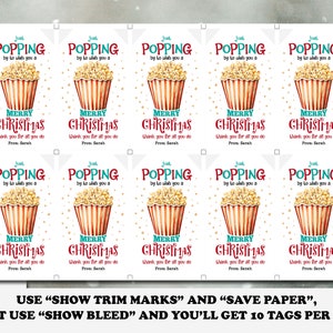 Editable Christmas Popcorn Gift Tag Printable Template-teacher Staff ...