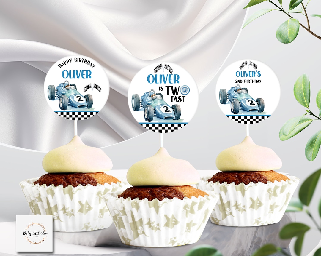 Editable Two Fast Race Car Cupcake Toppers-race Birthday - Etsy